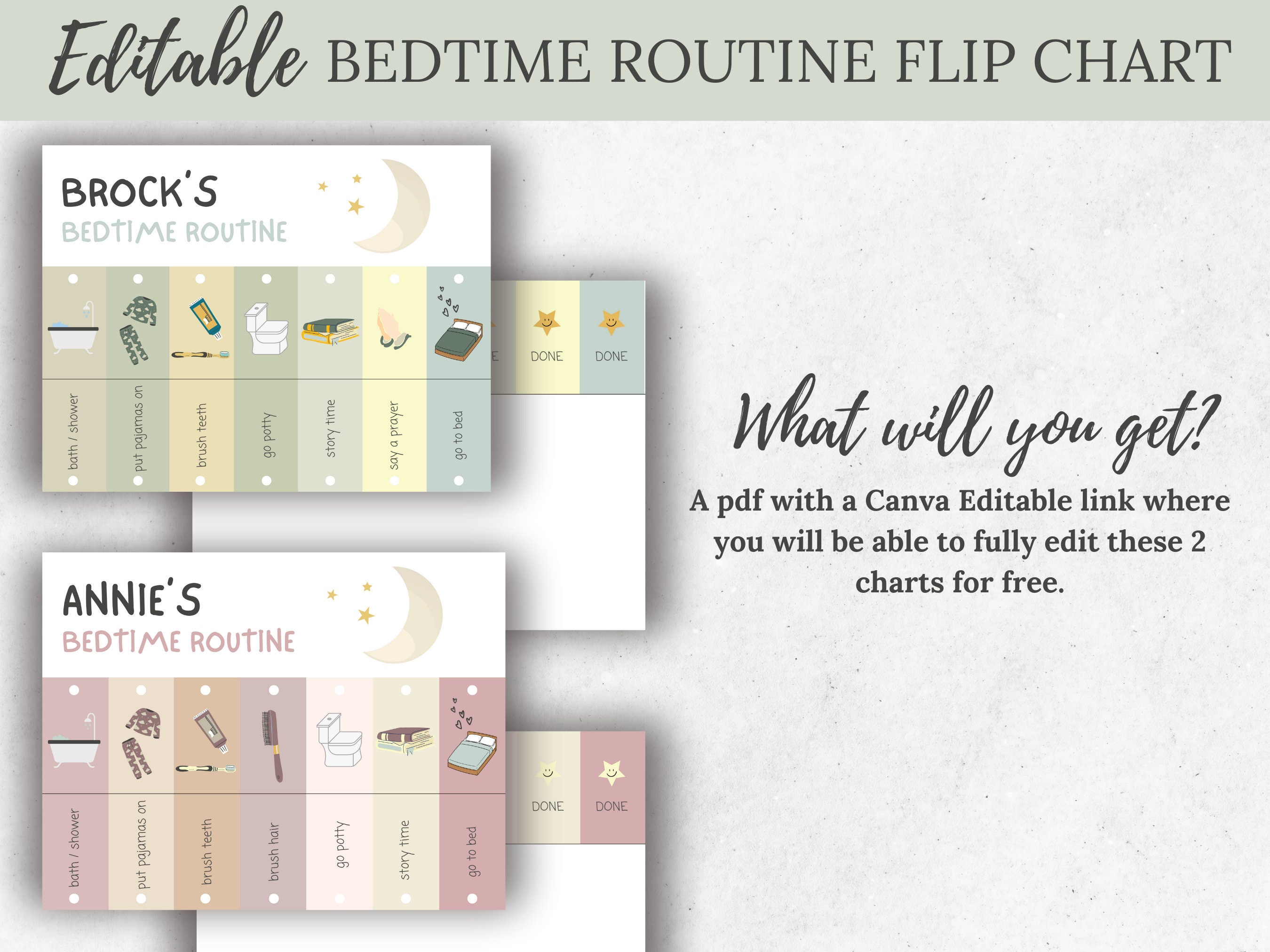 Toddler Routine Flipchart, Printable Bedtime Routine Chart, Daily Routine Chart, Daily Rhythm ...