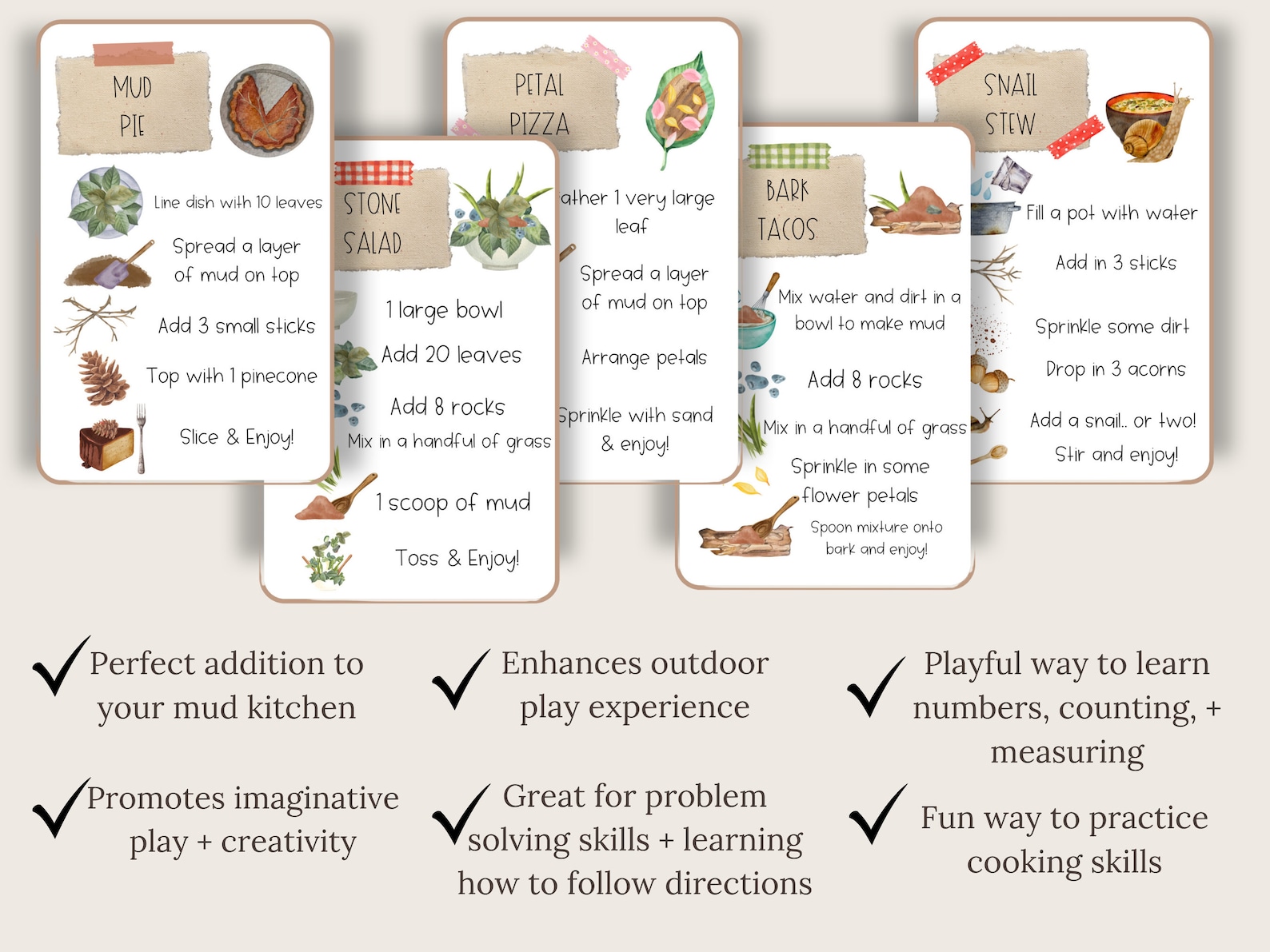 Printable Mud Kitchen Recipe Cards, Mud Kitchen Ideas, Mud Kitchen ...