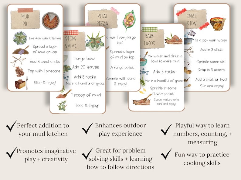 Printable Mud Kitchen Recipe Cards, Mud Kitchen Ideas, Mud Kitchen ...