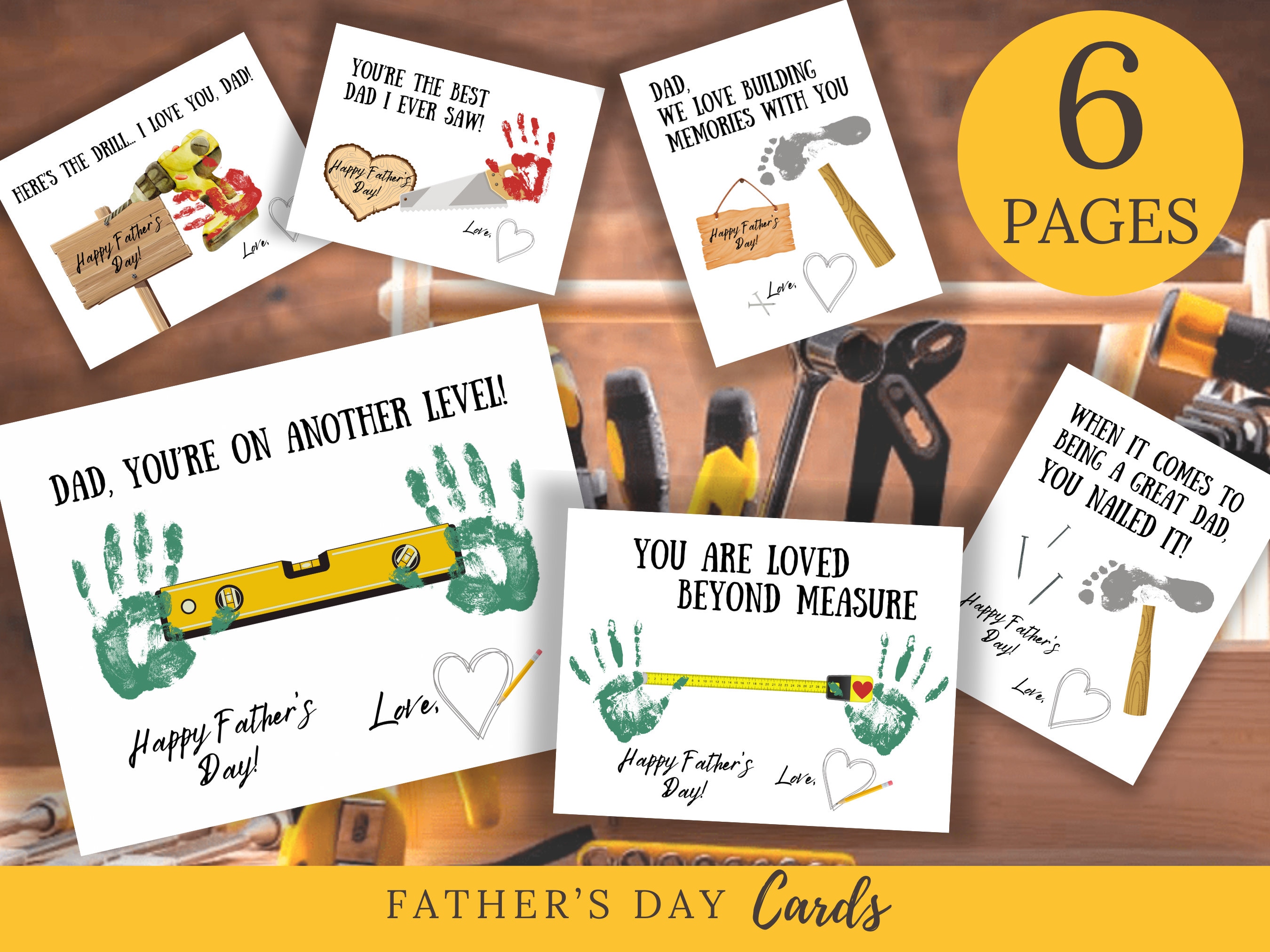 Father's Day Tool Handprint Art, Handprint Craft Printable, Tool Father ...