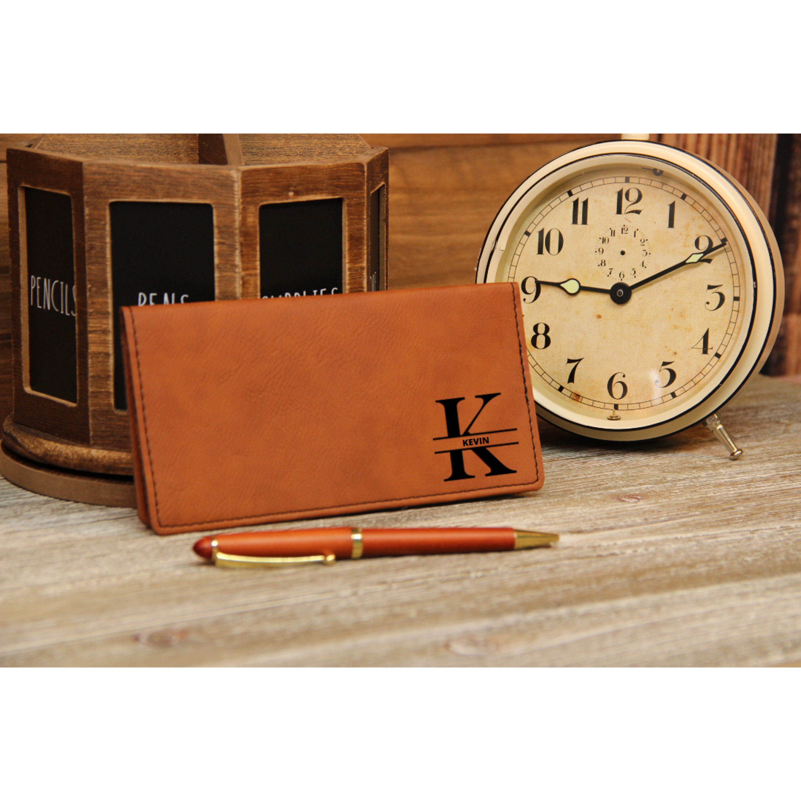 Leather Checkbook Cover Check Book Cover Custom Faux Vegan | Etsy