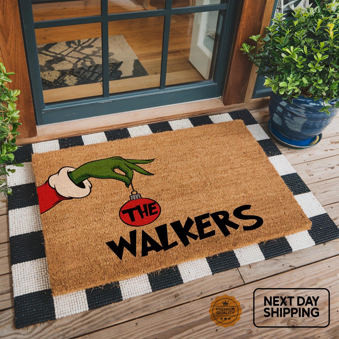 Custom Grinch Doormat, Personalized Gift, Christmas Doormat, Holiday ...