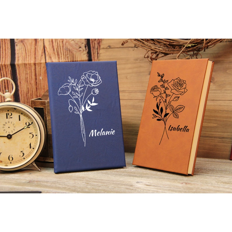 Birth Flower Journal Birth Month Flower Personalized - Etsy