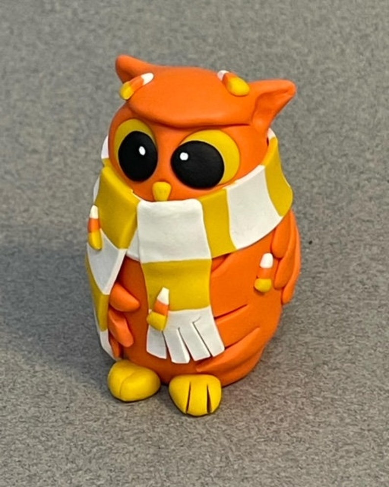 Candy Corn Owl, Owl Sculpture, Owl Figurine, Handmade Clay Figurine ...