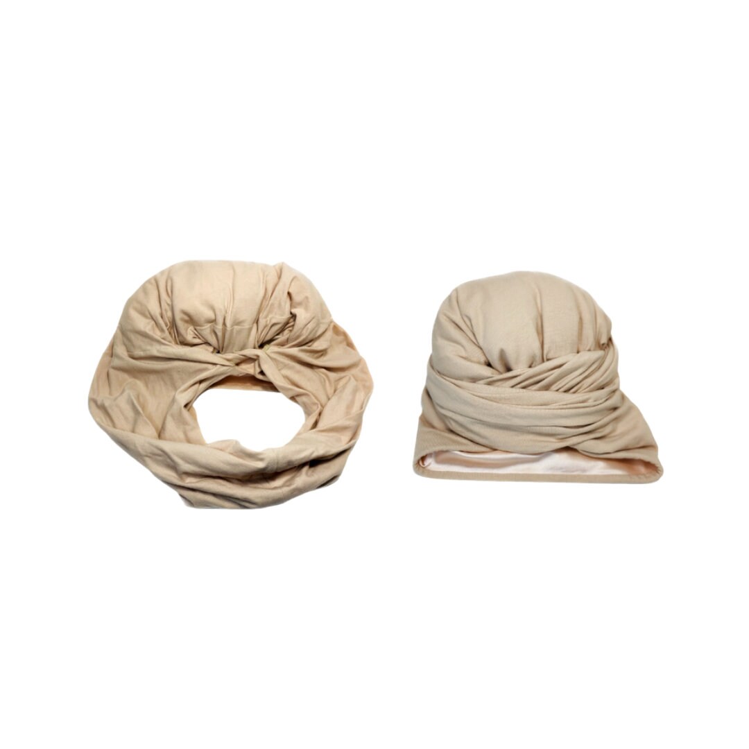 Cream Beige Big Prefilled, Satin Lined, Pre Tied, Luxury African Head ...