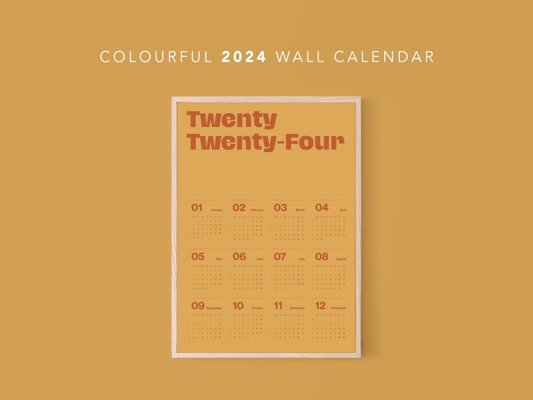 2024 Colourful Yellow Printable Calendar Maximalism Wall - Etsy