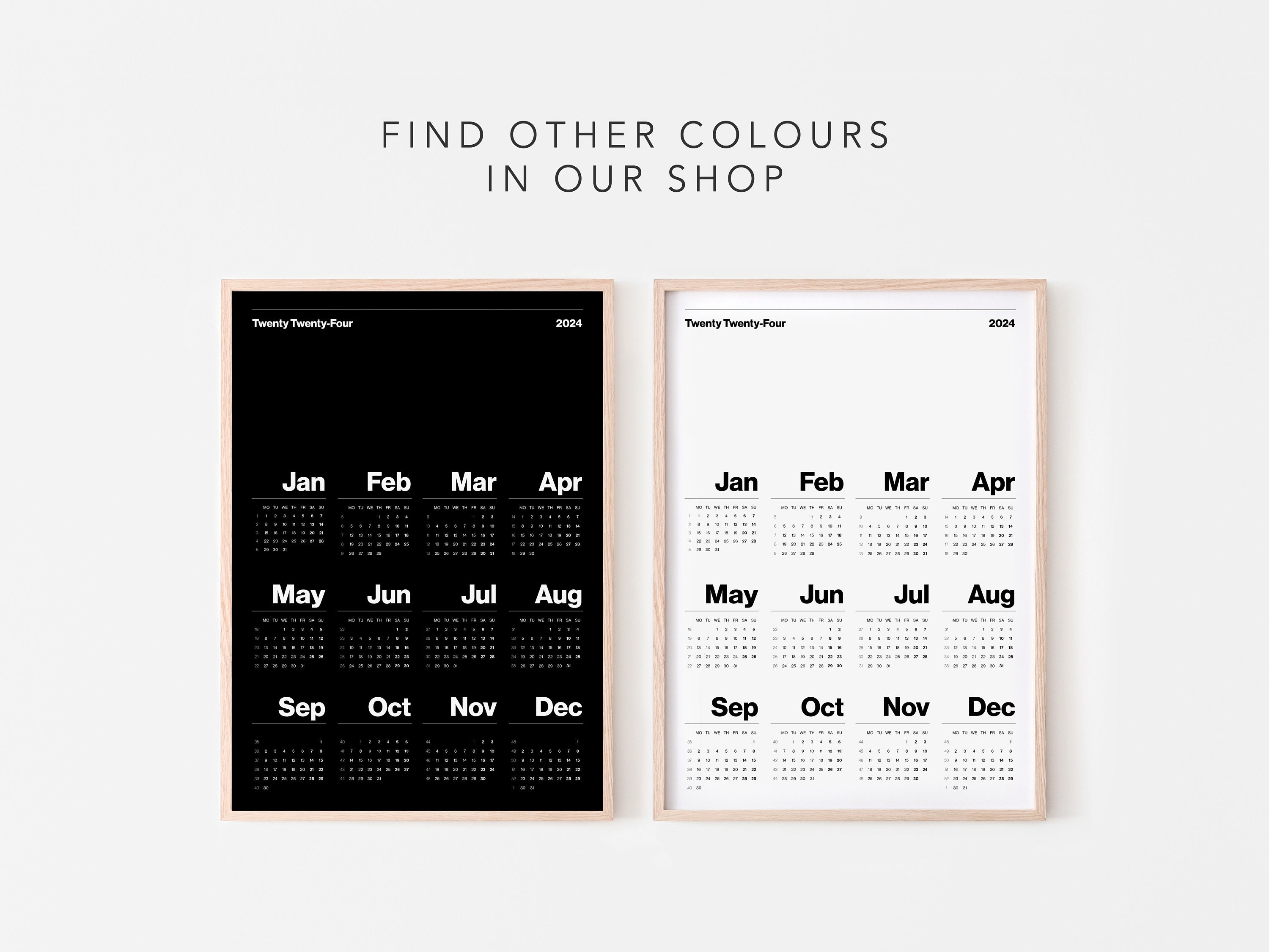2024 Black Minimal Printable Calendar Modernist Wall Calendar for ...