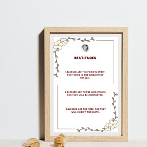 Beatitudes Matthew 5:3-12, Bible Poster, Christian Printable, Bible ...