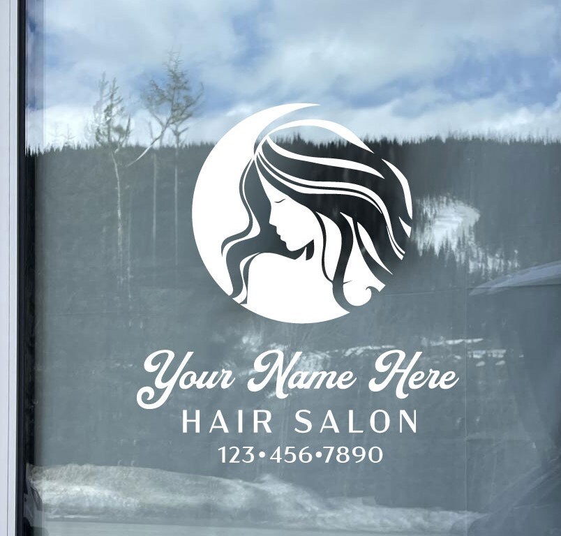 Custom Salon Vinyl Decal: Business Door Signage, Beauty Window ...