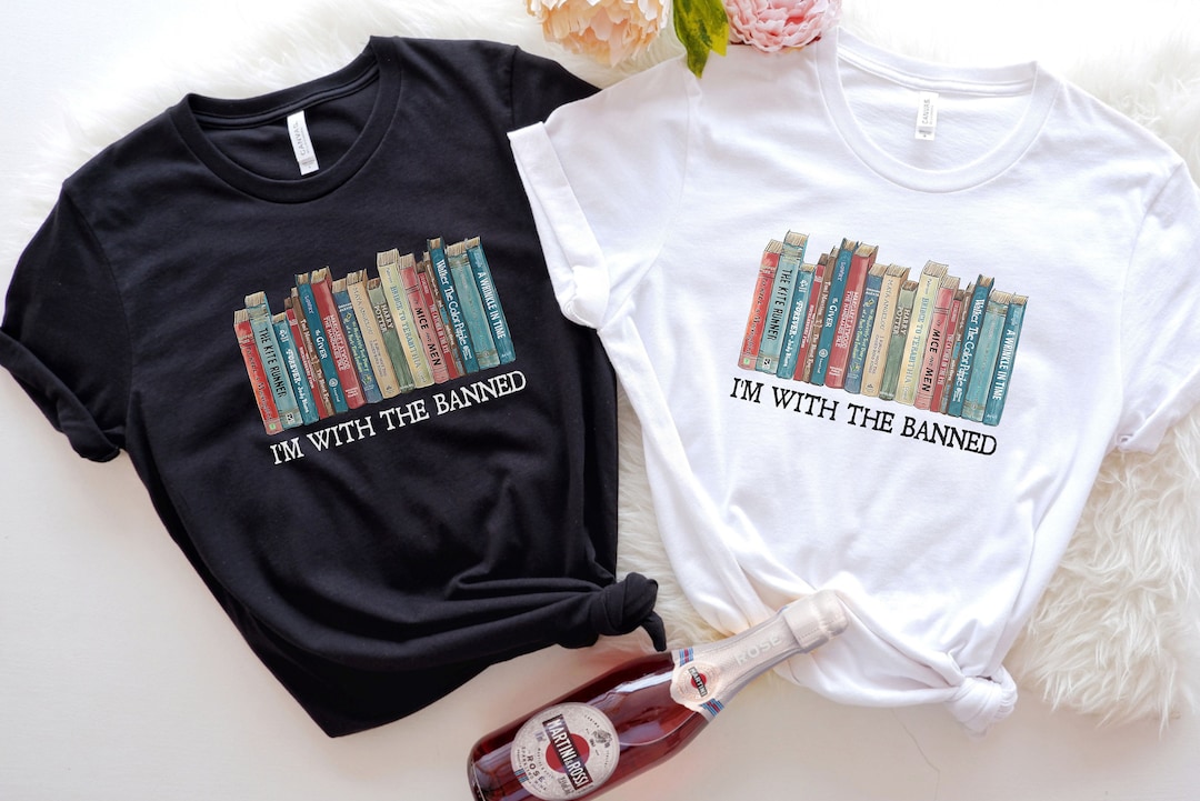 Aesthetic Book Themed T-shirts, I'm With the Banned, Gift for Book ...
