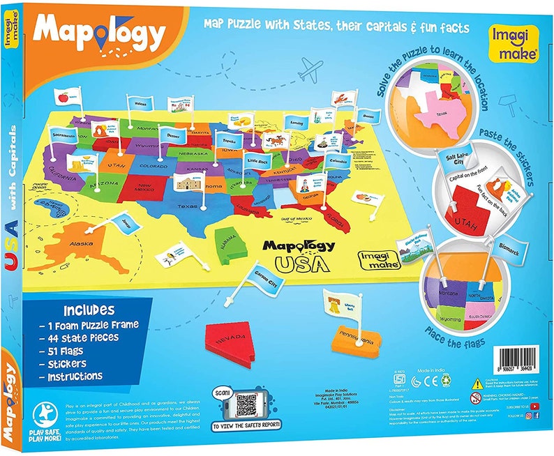 Mapology America With Capitals - Foam Jigsaw Puzzle - Etsy