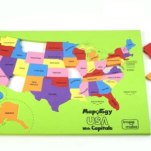Mapology America With Capitals - Foam Jigsaw Puzzle - Etsy