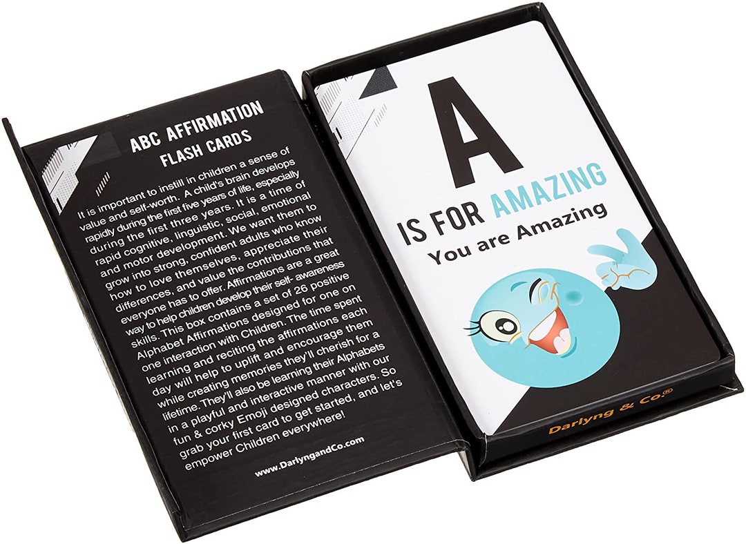 Alphabet Affirmation Flash Cards - With Playful Emojis - Etsy