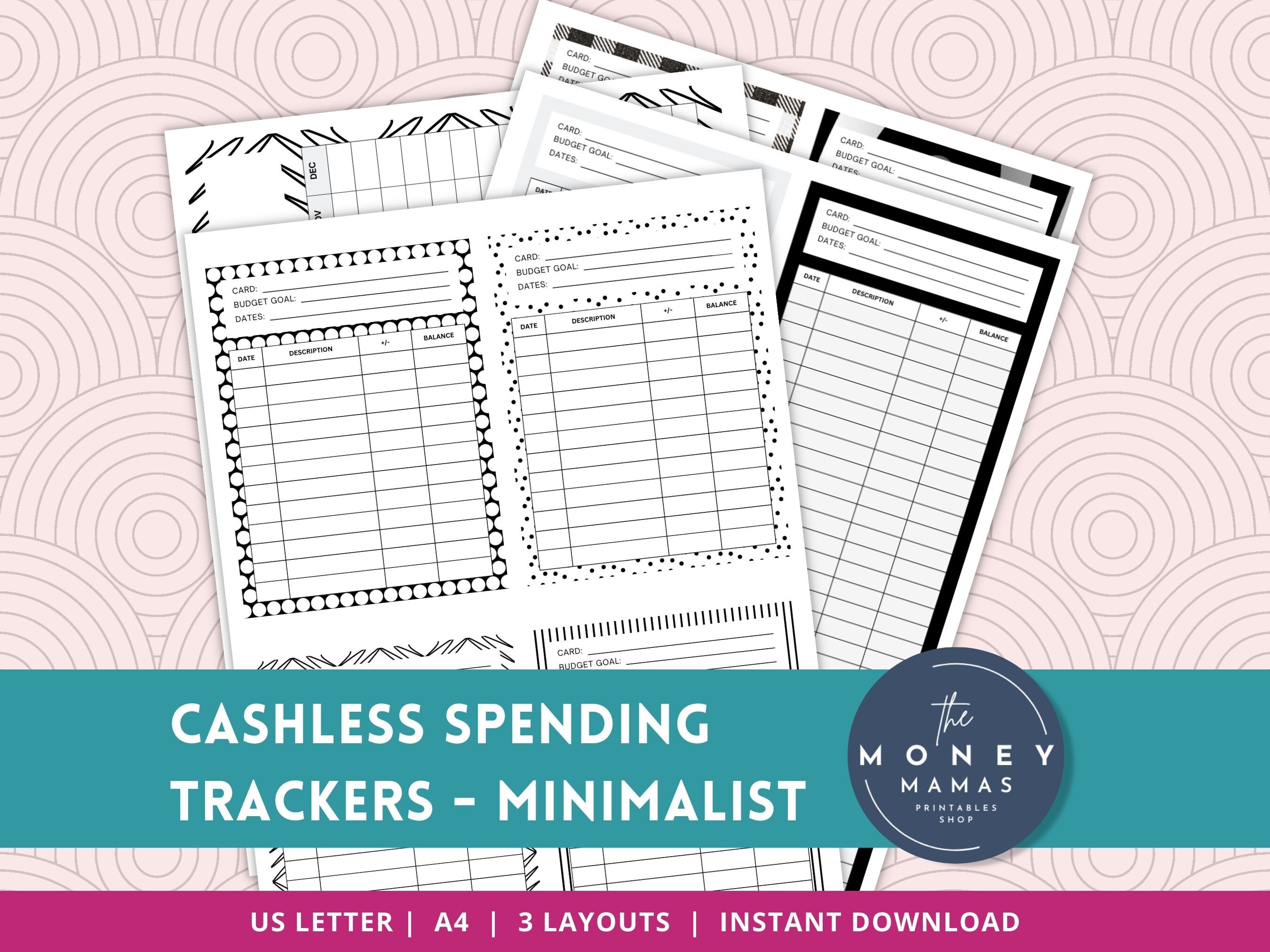 Cashless Spending Tracker for Cash Envelope Budgeting System - Expense ...