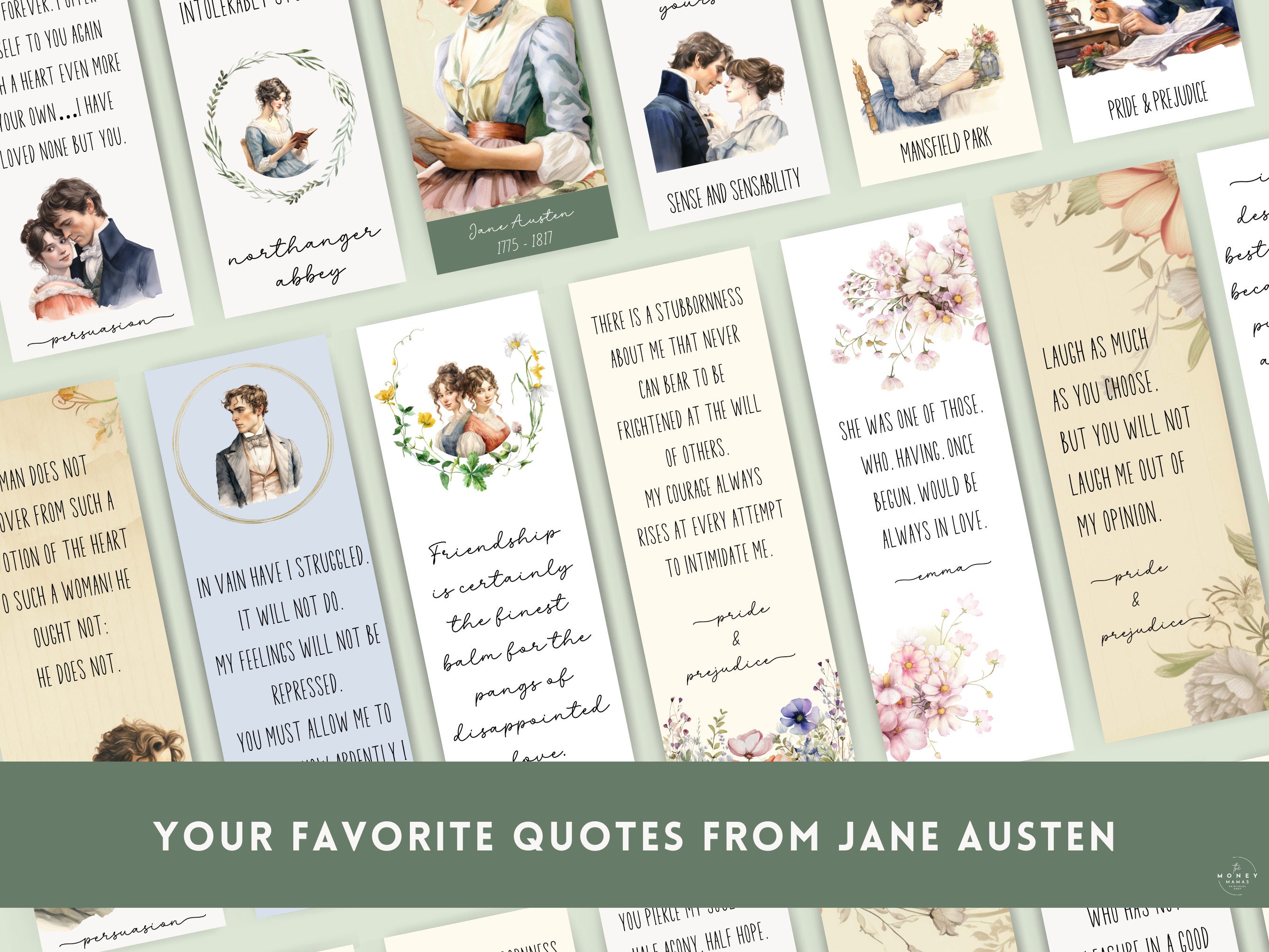 Jane Austen Printable Bookmarks, Cute Bookmarks Plus Reading Tracker ...