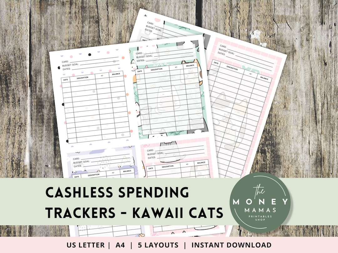 Cashless Spending Tracker for Cash Envelope Budgeting System - Expense ...