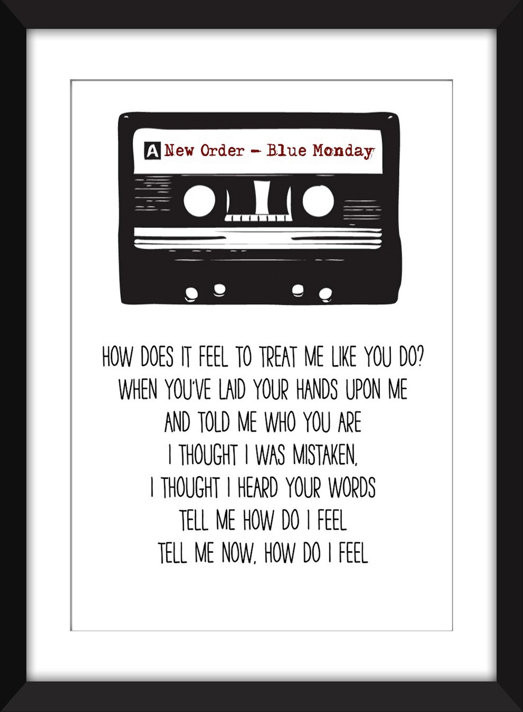 Blue Monday Lyrics - Unframed New Order Print - Ideal Gift for New ...