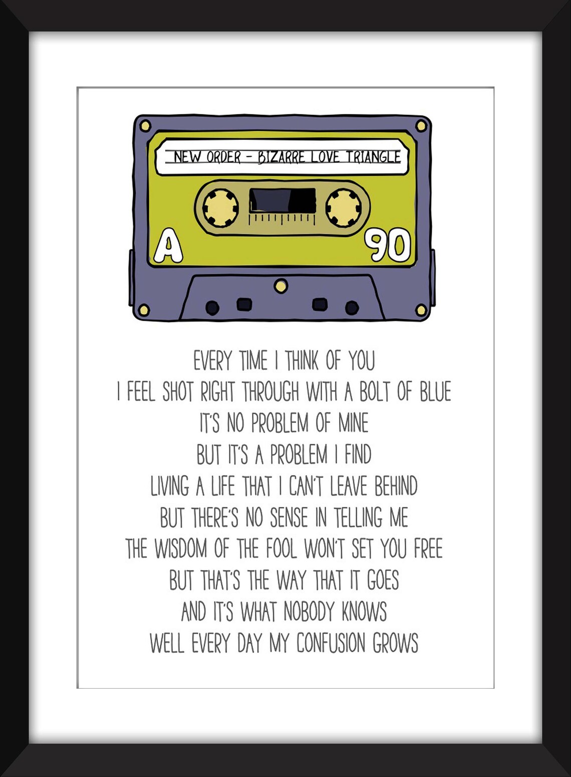 Bizarre Love Triangle Lyrics - Unframed New Order Print - Ideal Gift ...