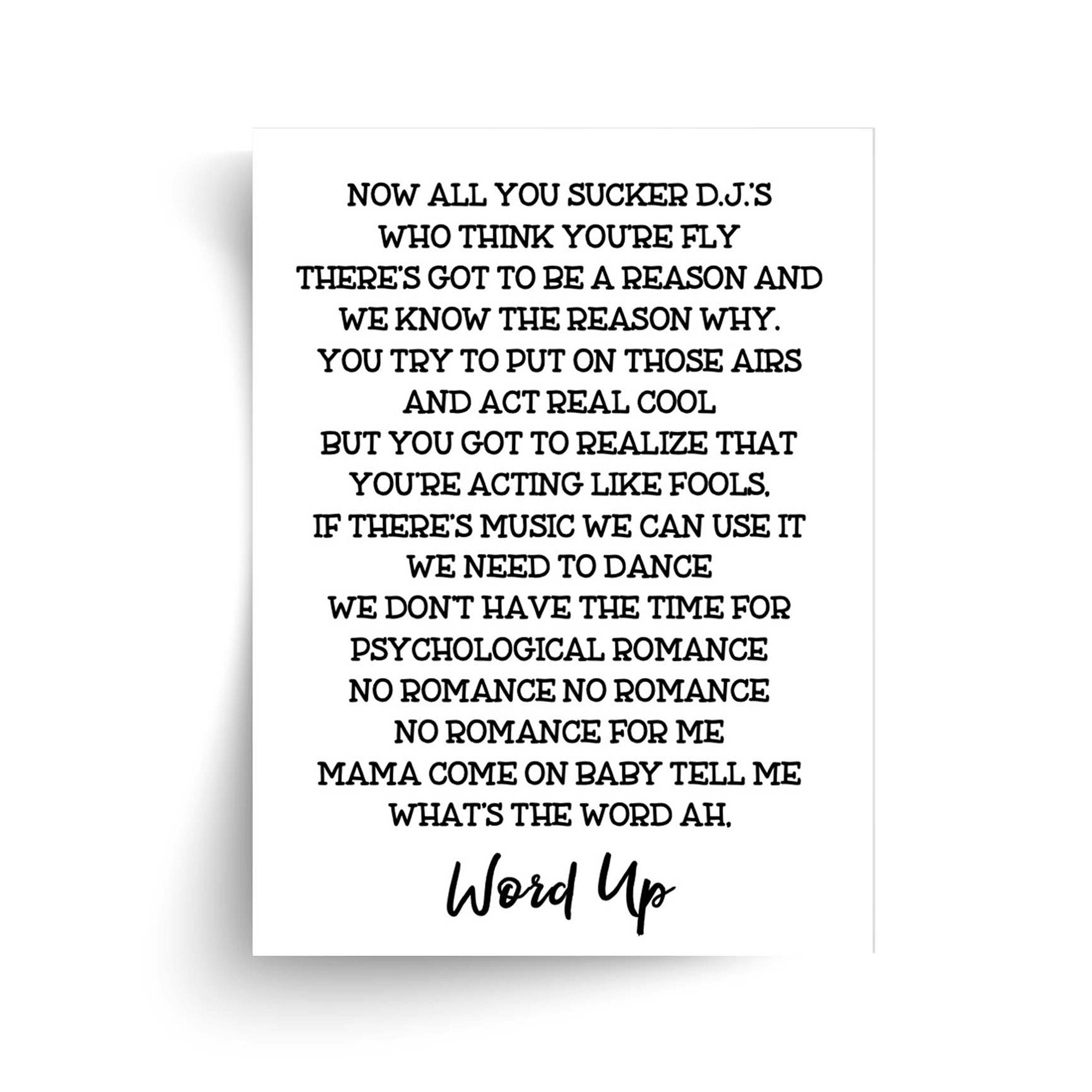 Cameo Word up Lyrics Unframed Typography Print - Etsy