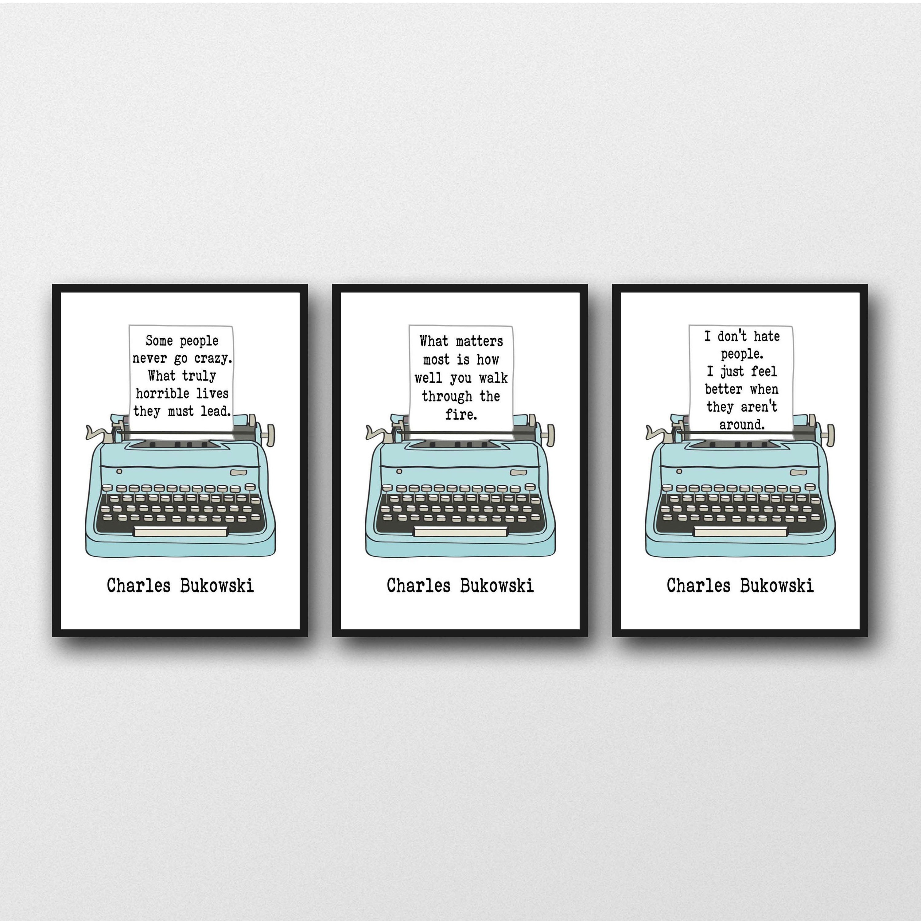 Set of 3 Unframed Charles Bukowski Prints - Etsy
