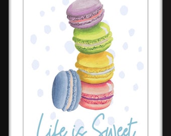 Life is Sweet Sign, Green Printable Kitchen Decor, Cupcake Print ...