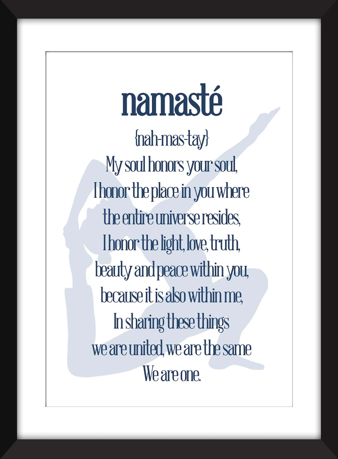 Namaste Definition - Unframed Yoga Print - Etsy