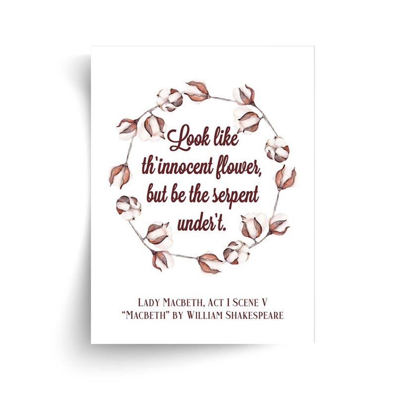 Lady Macbeth - Look Like the Innocent Flower Quote - Unframed ...