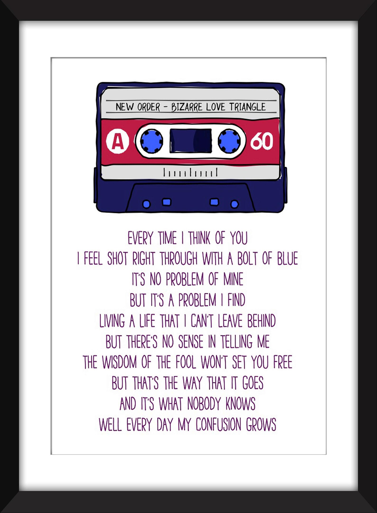 Bizarre Love Triangle Lyrics - Unframed New Order Print - Ideal Gift ...