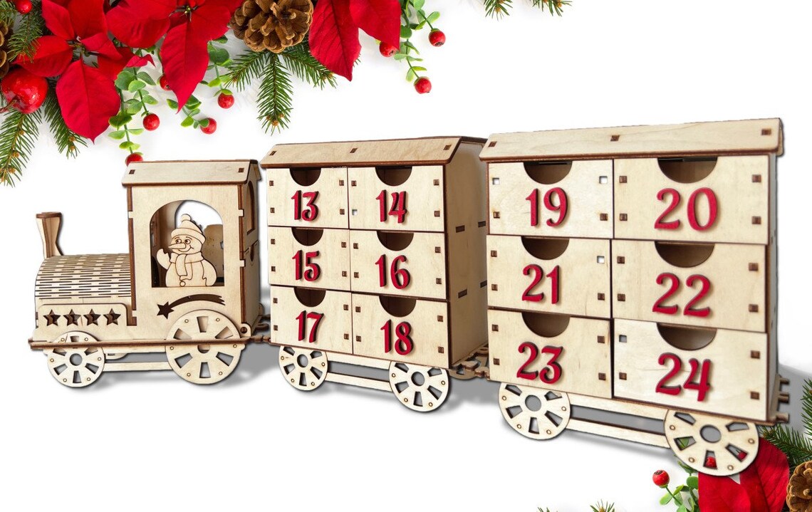 DIY Wooden Train Advent Calendar Kit Personalize Your Christmas ...