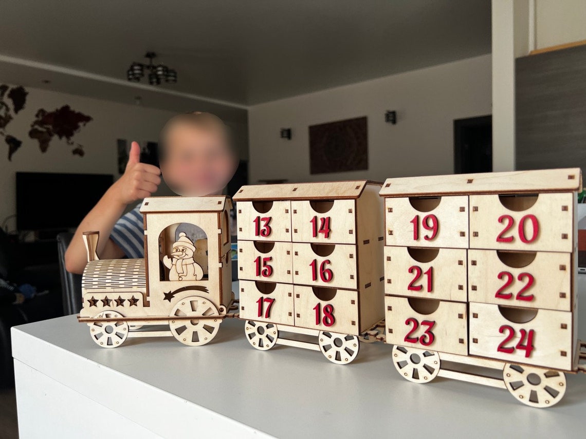 DIY Wooden Train Advent Calendar Kit Personalize Your Christmas ...