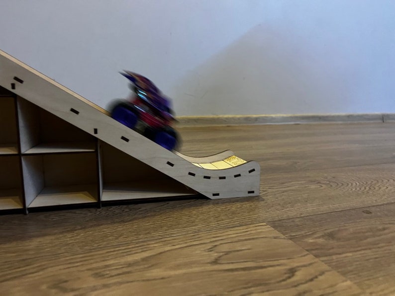 Wooden Car Racetrack Ramp JUMP Trampoline and Auto Garage Personalised ...