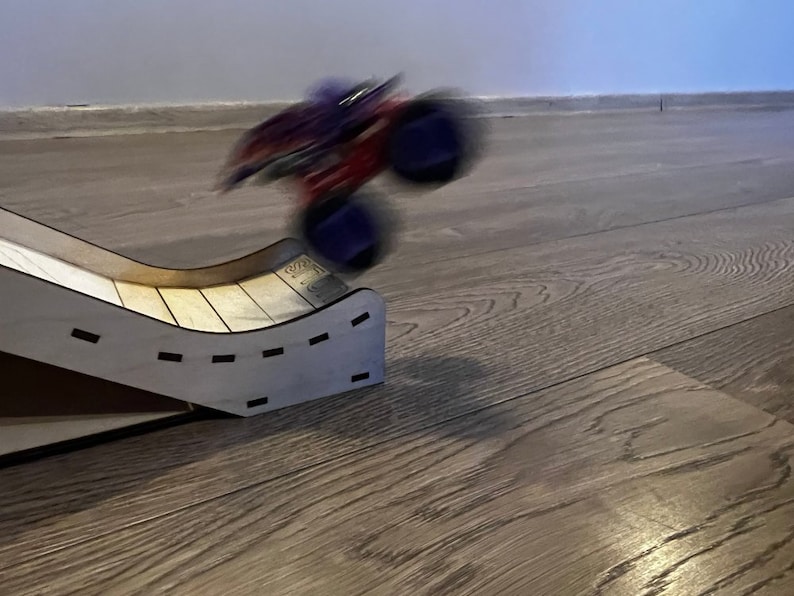 Wooden Car Racetrack Ramp JUMP Trampoline and Auto Garage Personalised ...