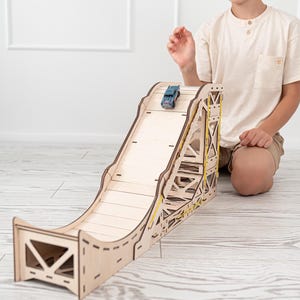 2in1 Wooden Racetrack and Jumping Ramp! Auto Trampoline | Assembled ...