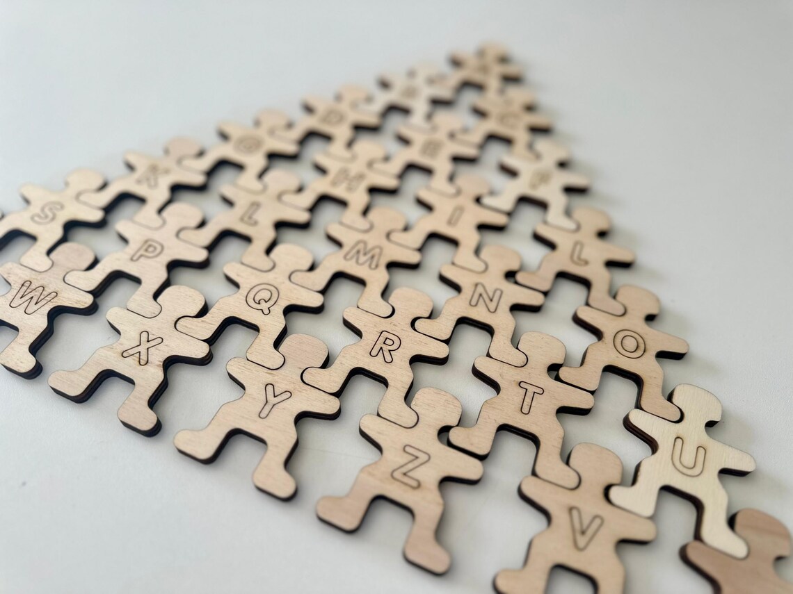 Wooden Alphabet Letters, Happy Learning Alphabet Set, Montessori ...