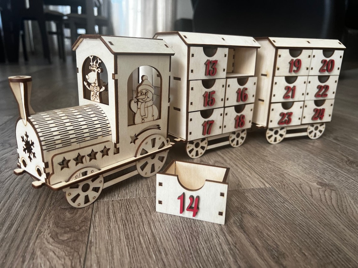 DIY Wooden Train Advent Calendar Kit Personalize Your Christmas ...