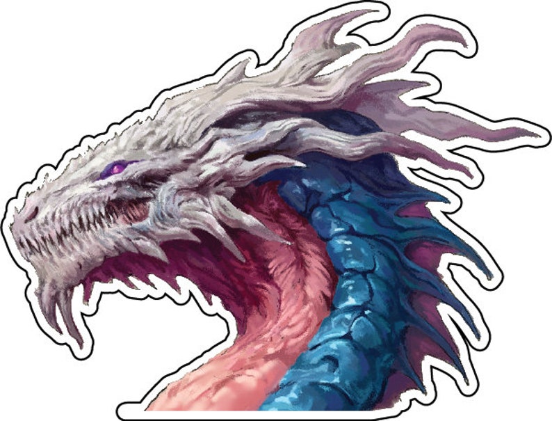 Gross Horror Scary Dragon Head Realistic Digital Painting Vinyl Sticker ...