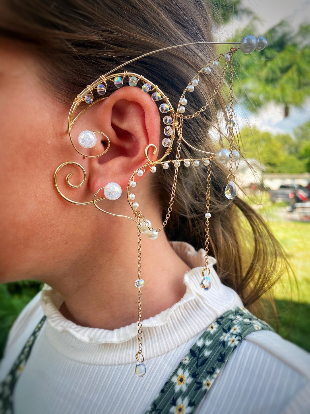 Gold Mermaid Ear Cuffs: Beaded Siren Cosplay Jewelry - Etsy