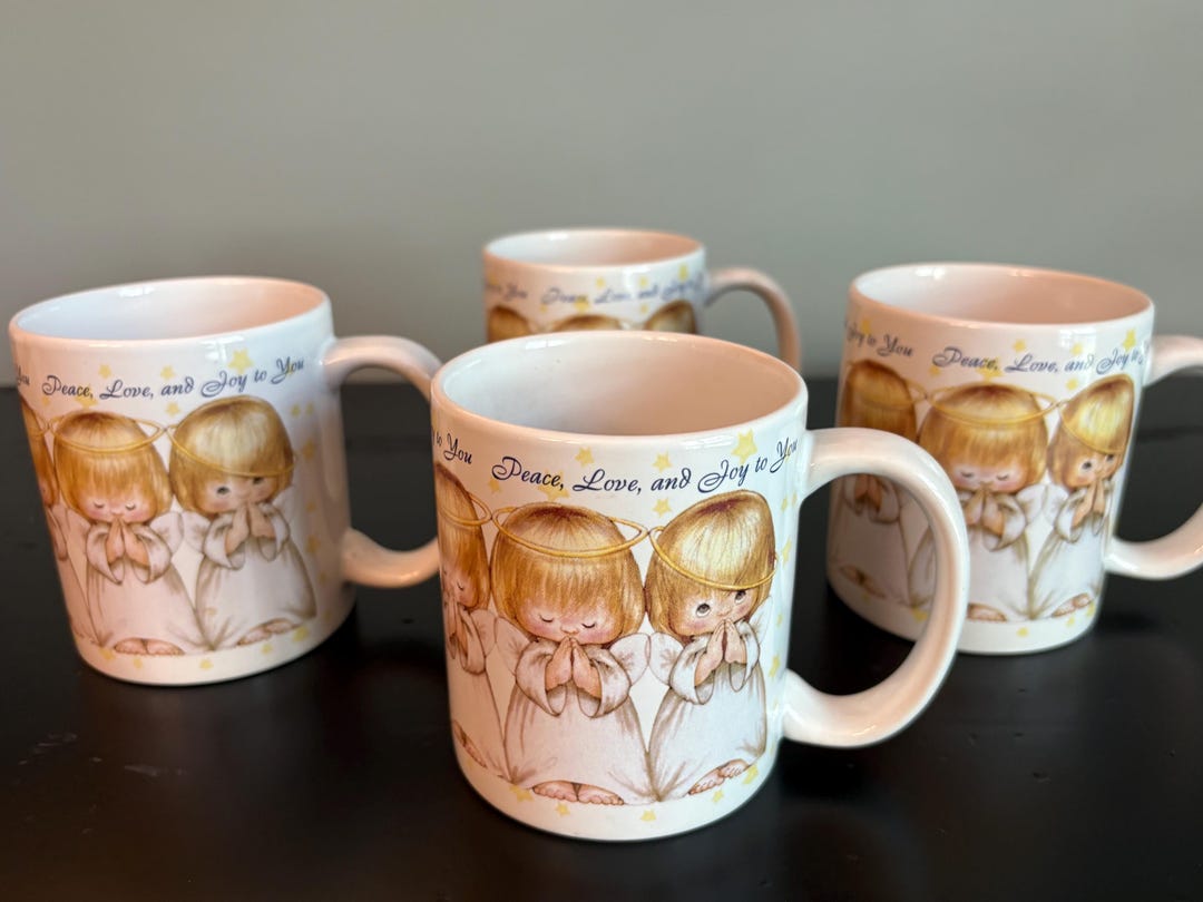 Set of 4 Vintage Hallmark Mugs Featuring Three Praying Angels With ...