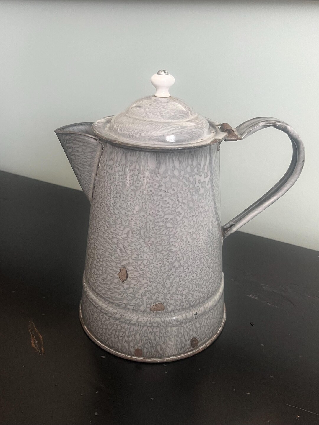 Vintage Enamelware Coffee Pot / Graniteware / Splatterware - Decor Only ...