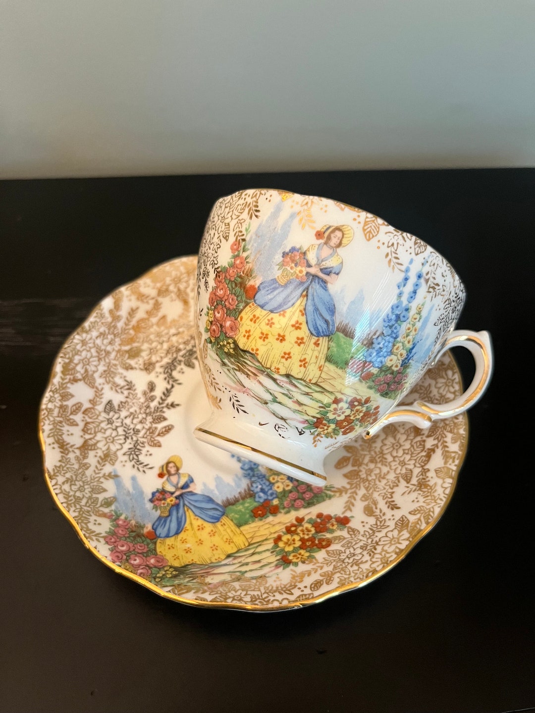 Vintage Mayfair - Crinoline Lady Tea Cup and Saucer Set, Bone China ...