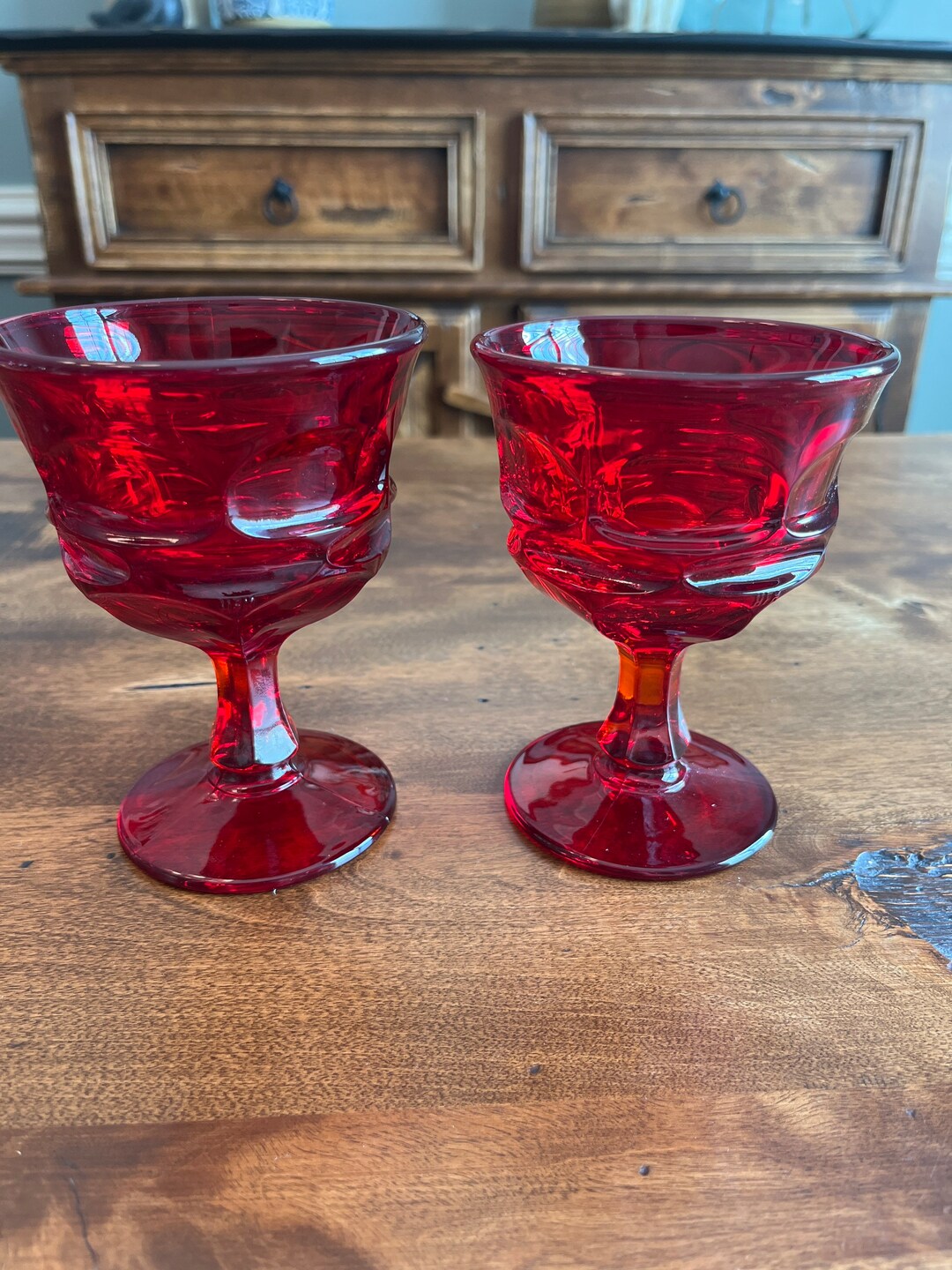 2 Ruby Red Fostoria Argus Glasses HFM Henry Ford Museum Marked ...