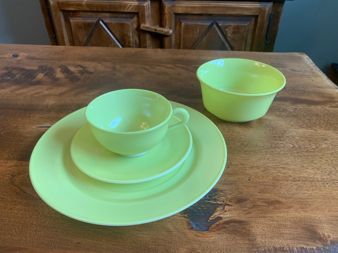 Vintage Hazel Atlas Chartreuse Platonite Dish Set Dinner - Etsy