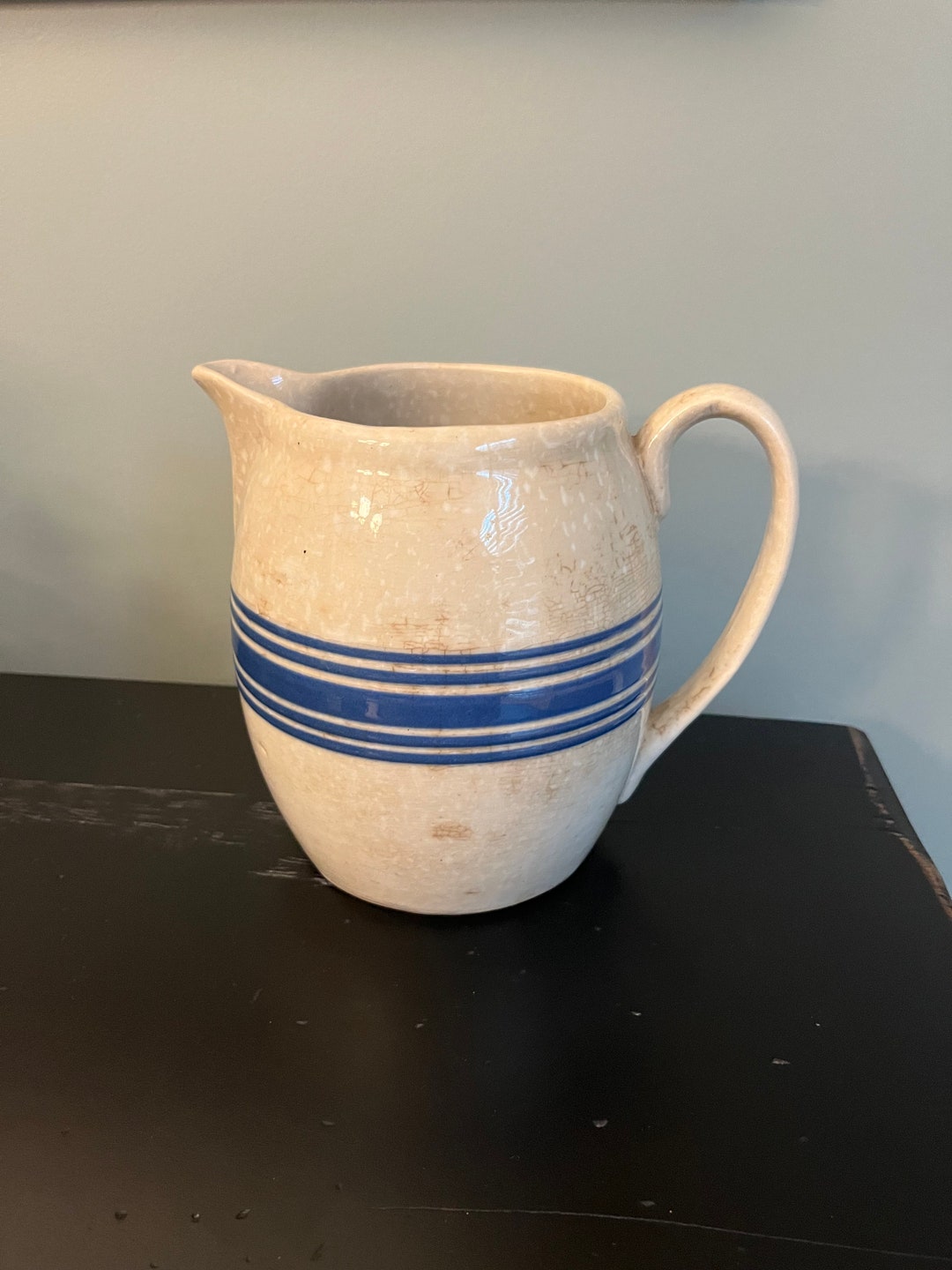 1900 Antique Milk Pitcher, Hull Art Pottery, Zane Grey Pattern - Blue ...