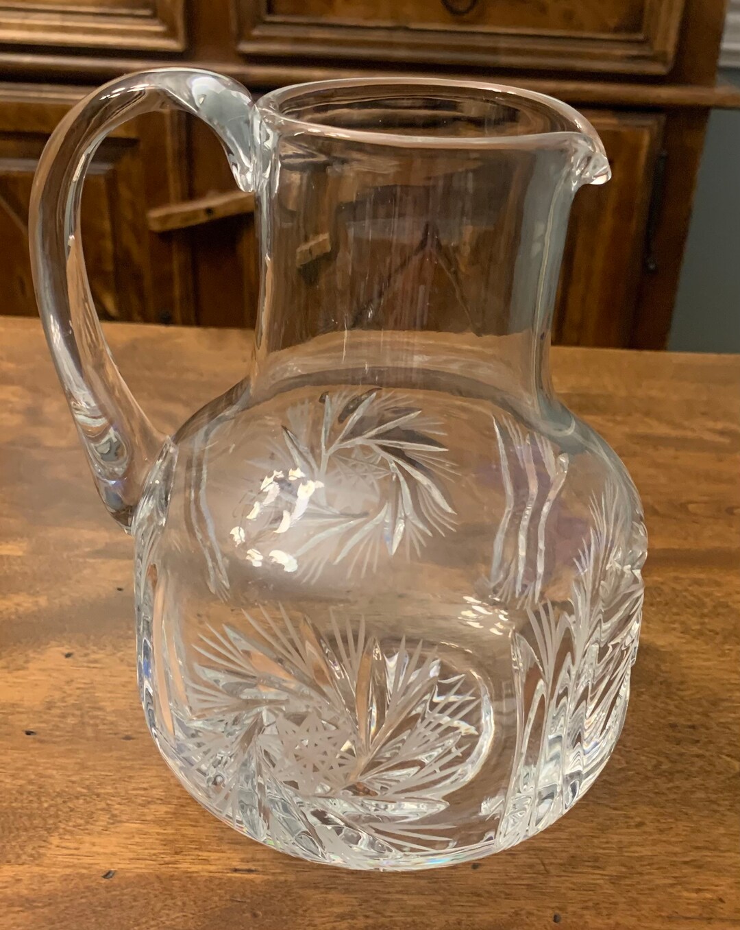 Vintage Lead Crystal Pitcher Cross and Olive Pinwheel Buzz Star ...