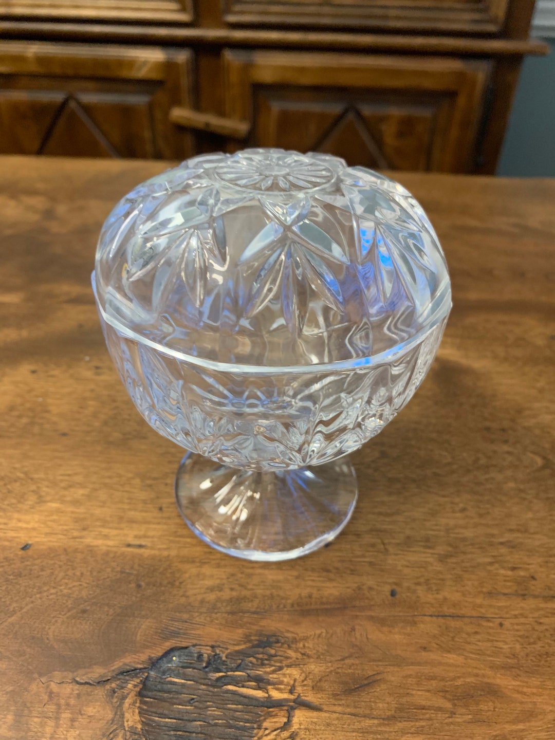 Vintage Lead Crystal Footed Compote With Lid Candy Trinket Dish 5 ...