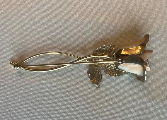 Vintage 1950s rose flower brooch / pin - light pink /… - Gem