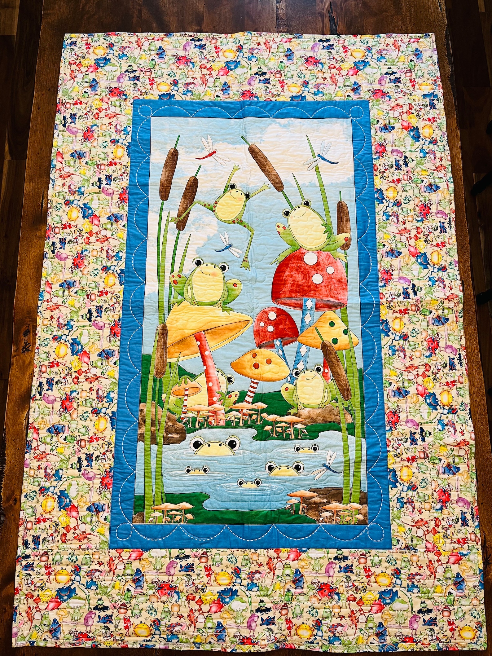 Frog / Animal Themed Quilt Panel / Baby Blanket / Kid’s Blanket / Wall ...