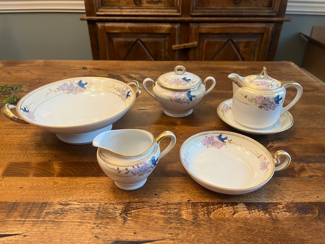 Gorgeous Antique Hand Painted Nippon Morimura Brothers Fine China Blue ...