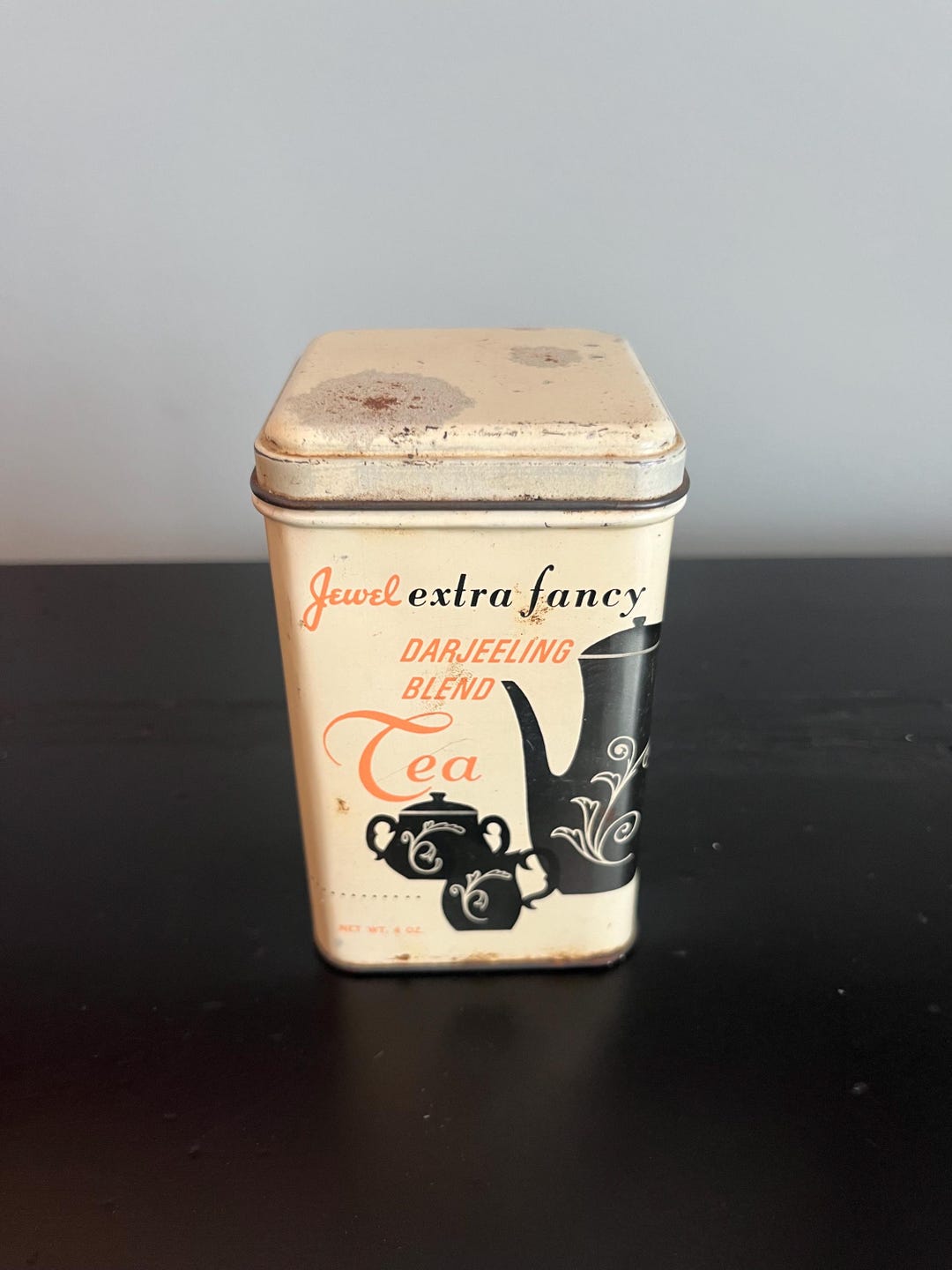 Vintage Jewel Tea CO. Extra Fancy Darjeeling Blend Tea Tin Canister ...