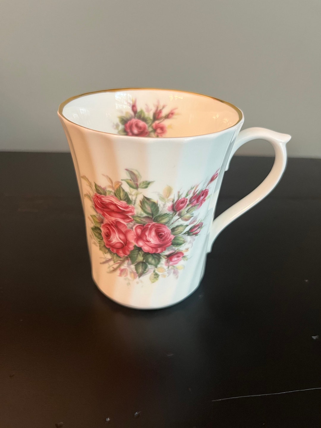 Crown Victoria Staffordshire, England Fine Bone China Pink Roses Coffee ...